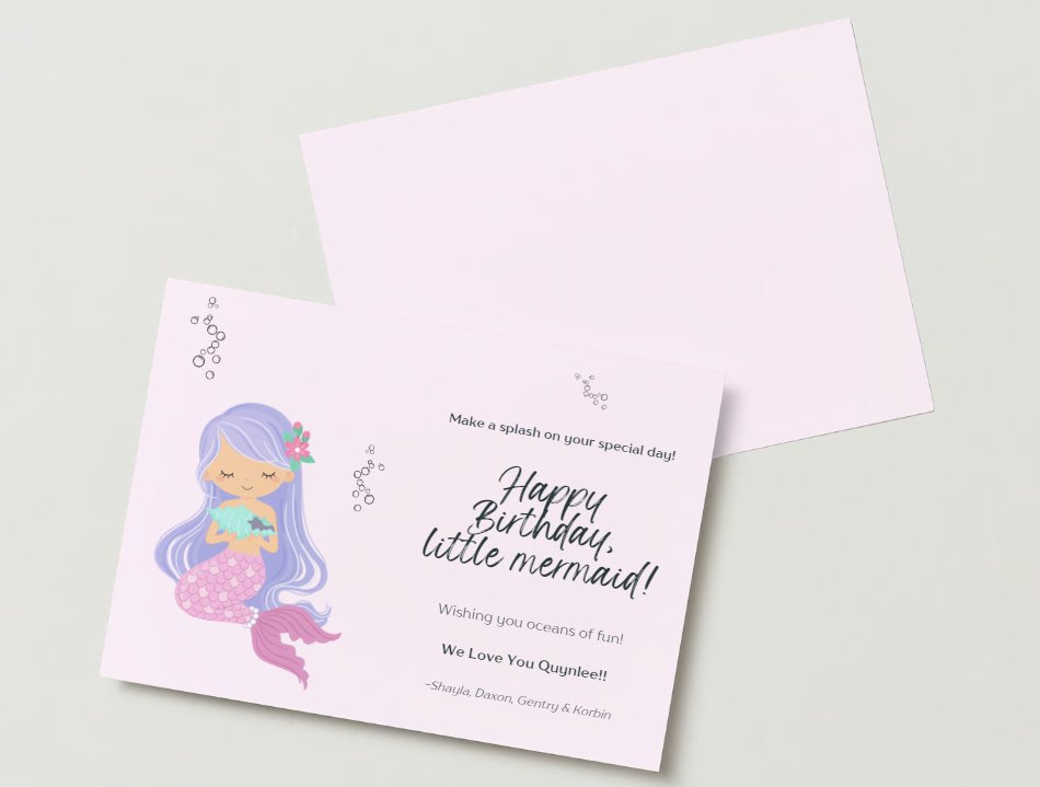 Download Editable Little Mermaid Birthday Card Template - DIY Printable ...