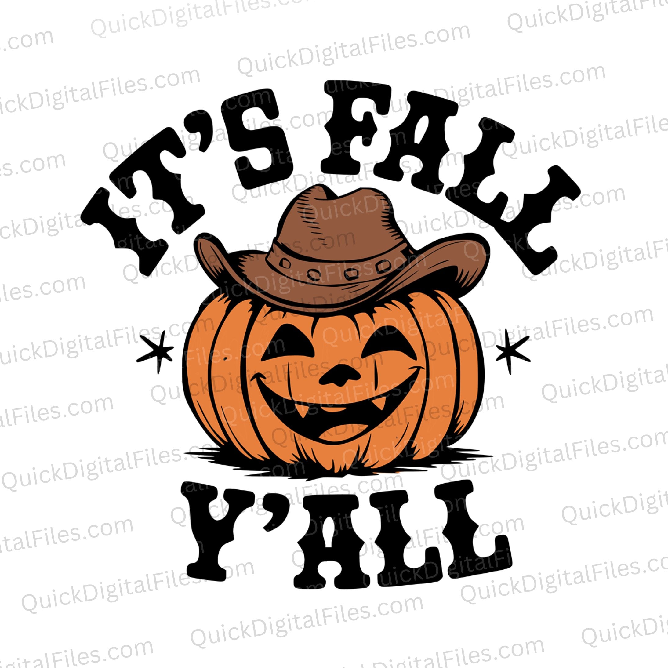 It's Fall Y'all Pumpkin T-Shirt Design | Western SVG PNG JPEG PDF ...