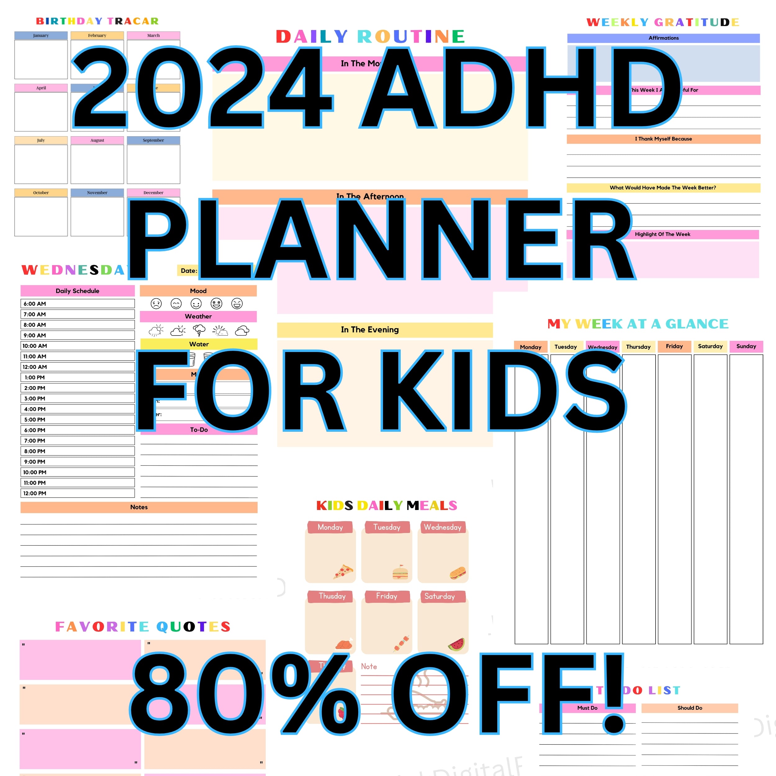 Printable ADHD Planner for Kids - 70-Page PDF for Focus & Organization ...