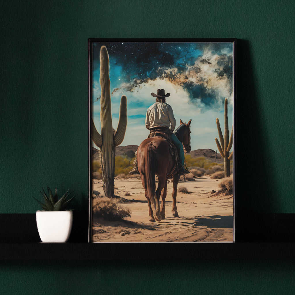 Lone Cowboy Under Starry Skies - Desert Night Landscape Photo – Quick ...