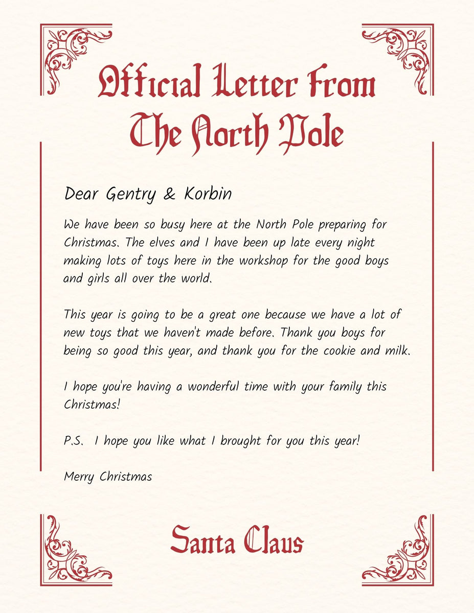 Personalized North Pole Official Letter from Santa - Digital Template ...