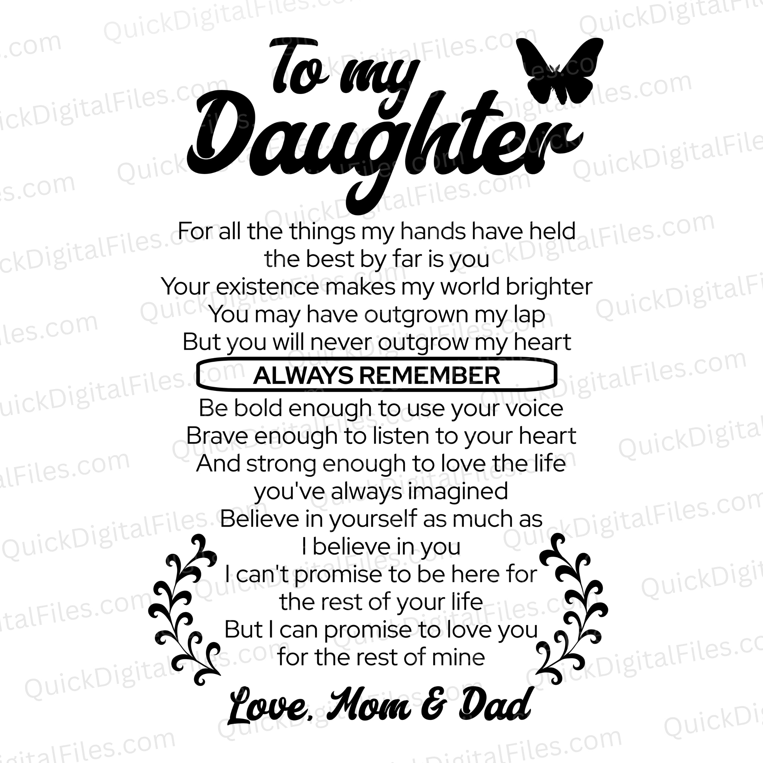 To My Daughter Sign SVG PNG PDF – Inspirational Printable Design ...