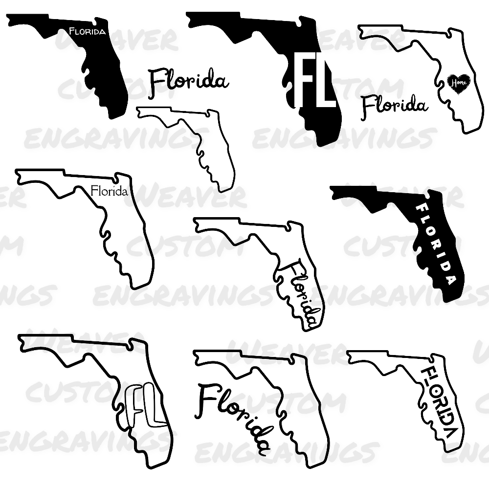Florida State Outlines Silhouettes Collection - 10 Unique Designs ...