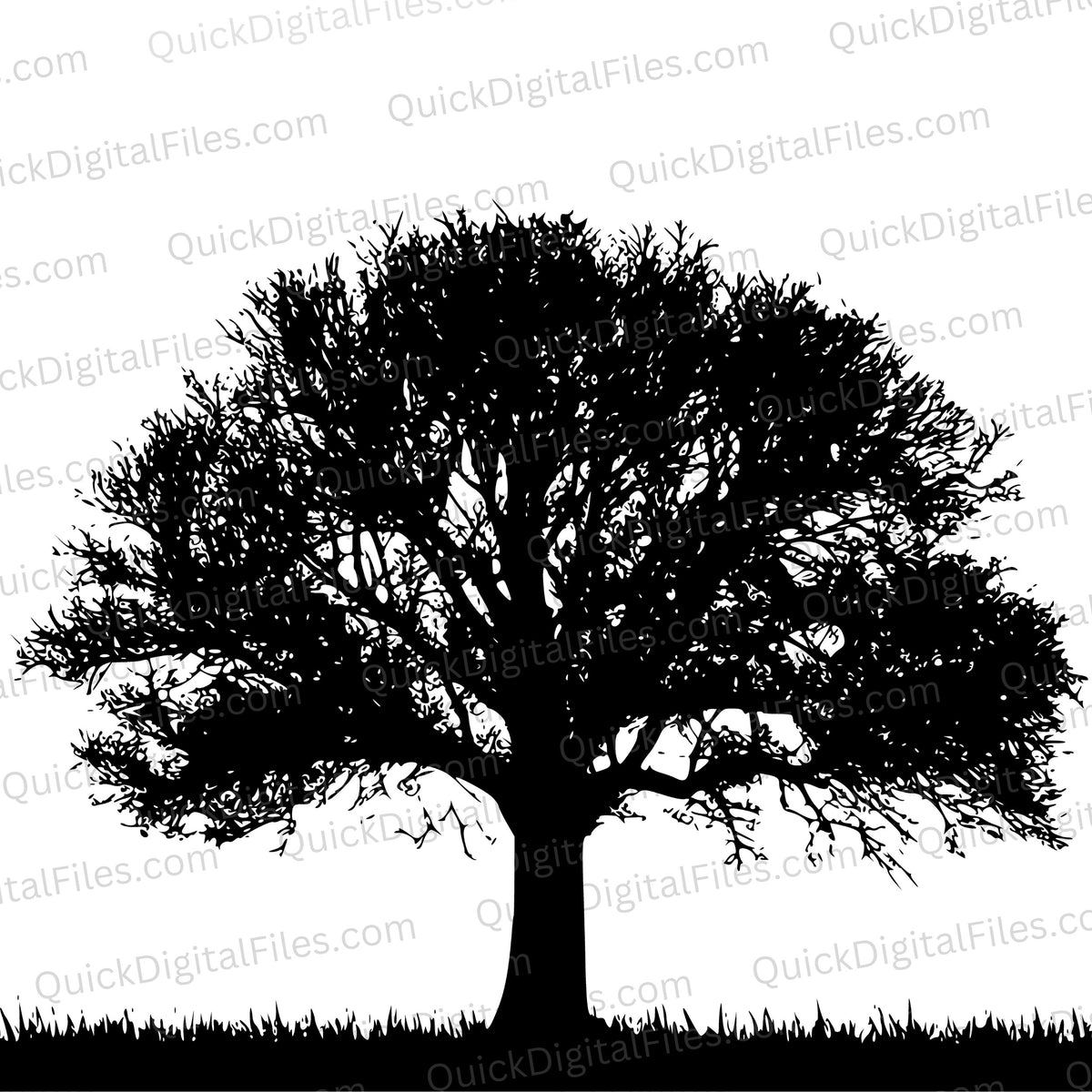 Oak Tree Silhouette Graphic | Oak Tree SVG Download – Quick Digital Files