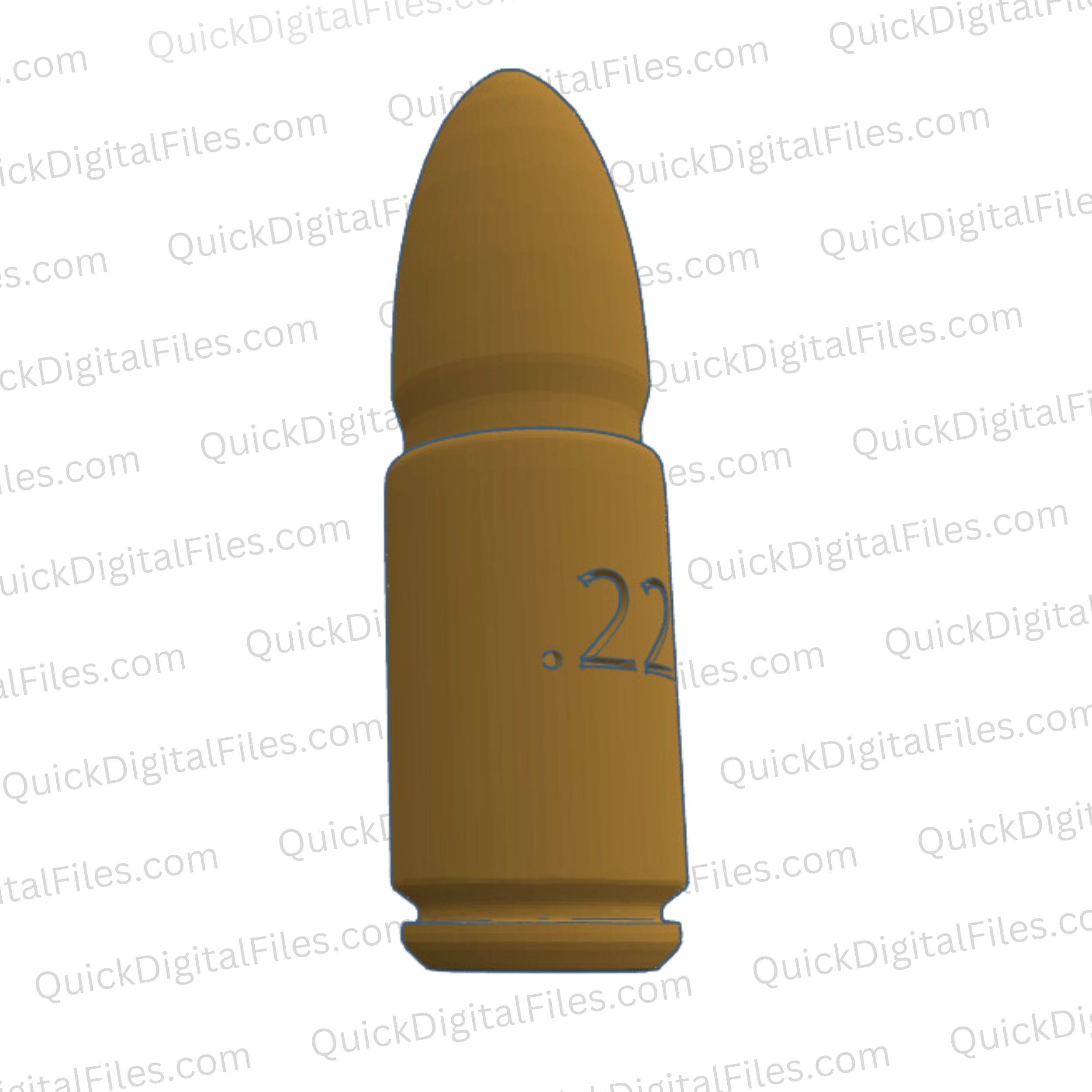 3D Print Bullet STL - Realistic .22 Caliber Decorative Design – Quick ...