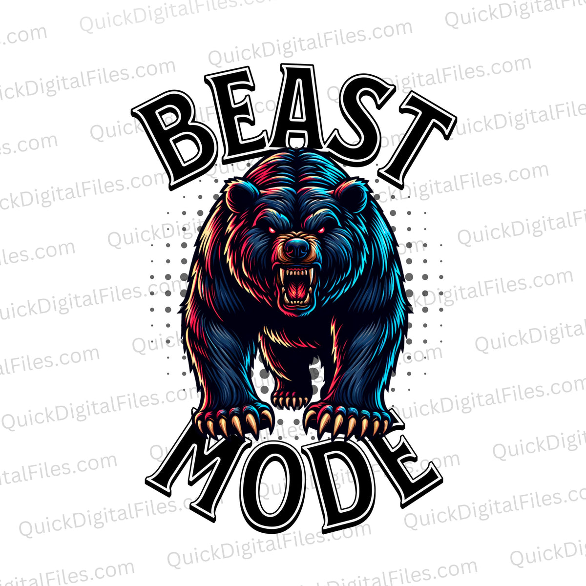 Beast Mode Charging Bear Graphic - Unleash Your Power – Quick Digital Files