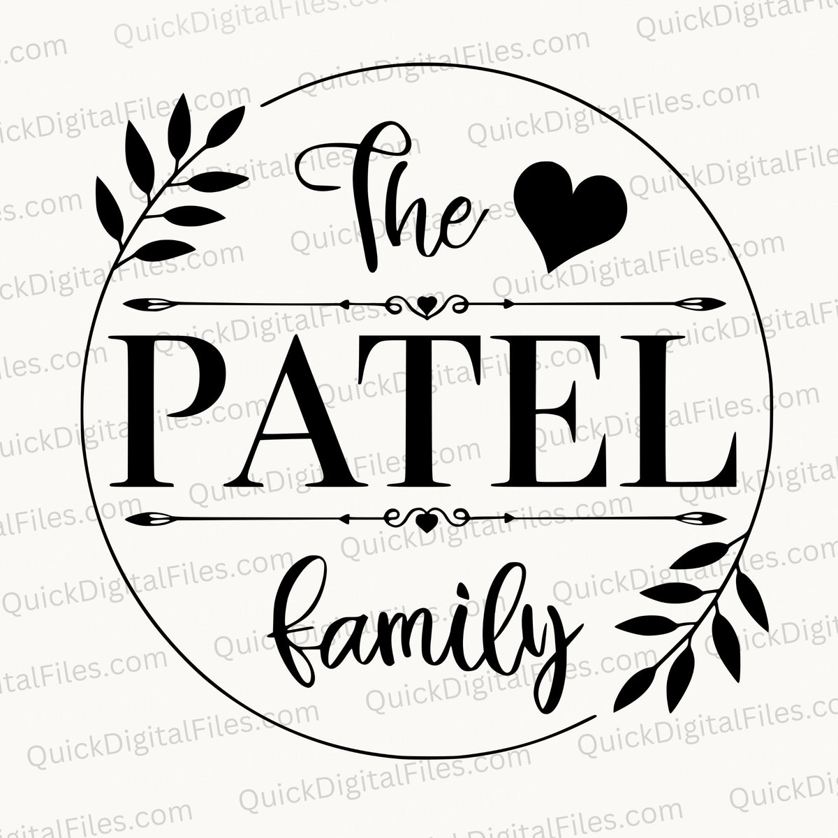 Custom Family Name Monogram SVG | The PATEL Family Design – Quick ...