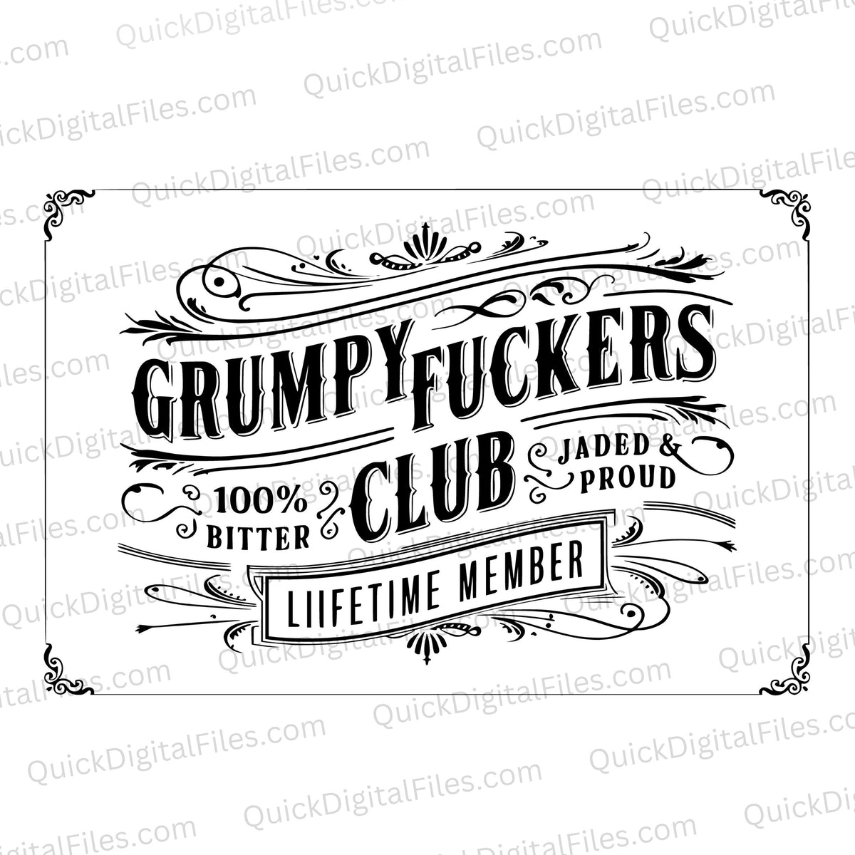 'Grumpy Fuckers Club' - Vintage-Style Graphic Download – Quick Digital ...