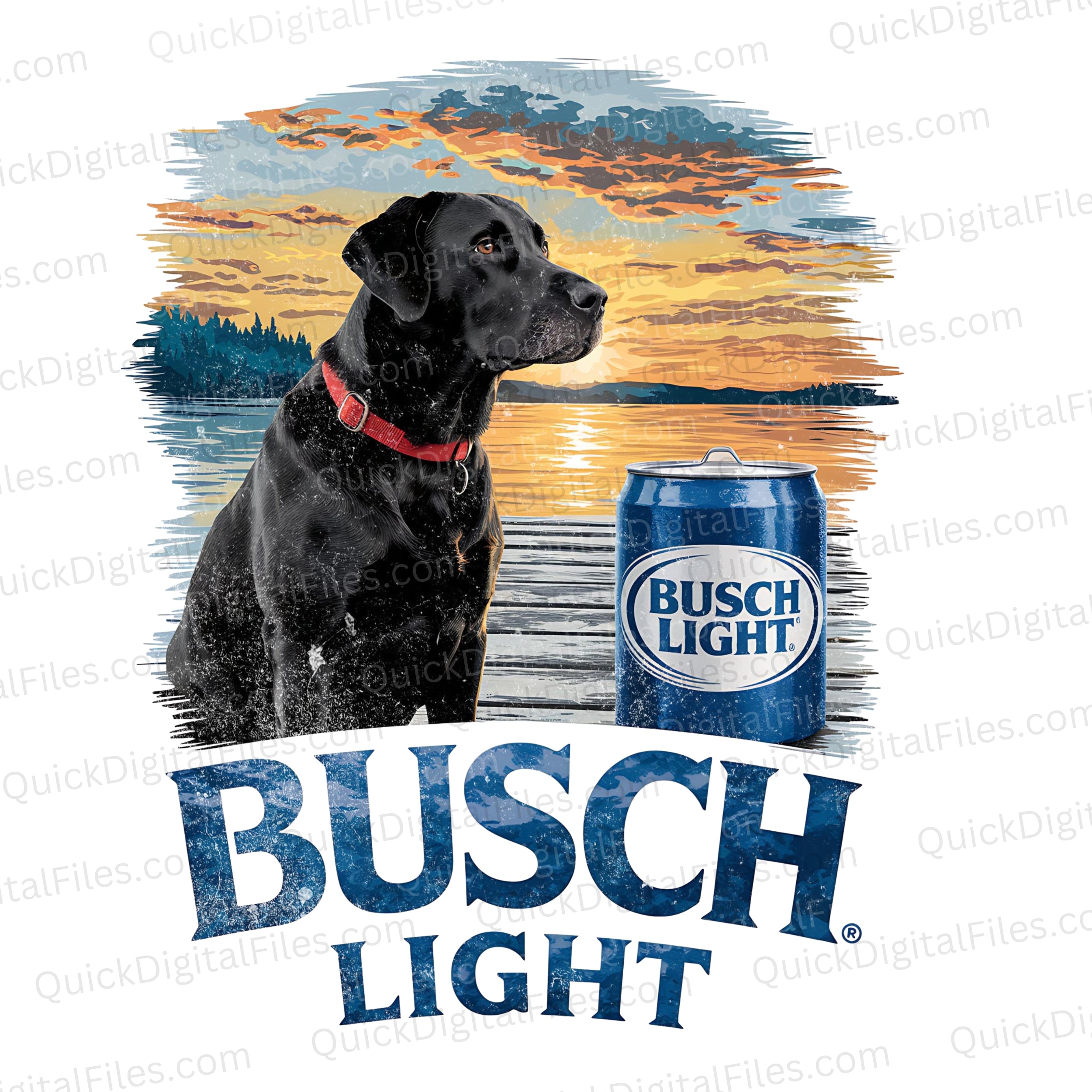 Busch Light PNG | Black Lab & Beer Can Sunset Art for T-Shirts & Decals ...