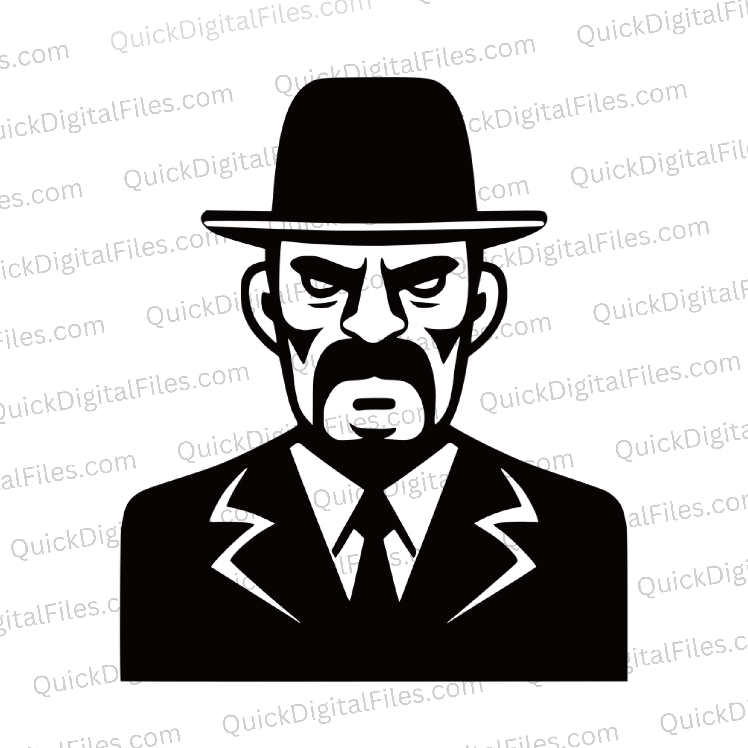 Mafia Gangster Head Bust - Classic Noir Graphic Art – Quick Digital Files