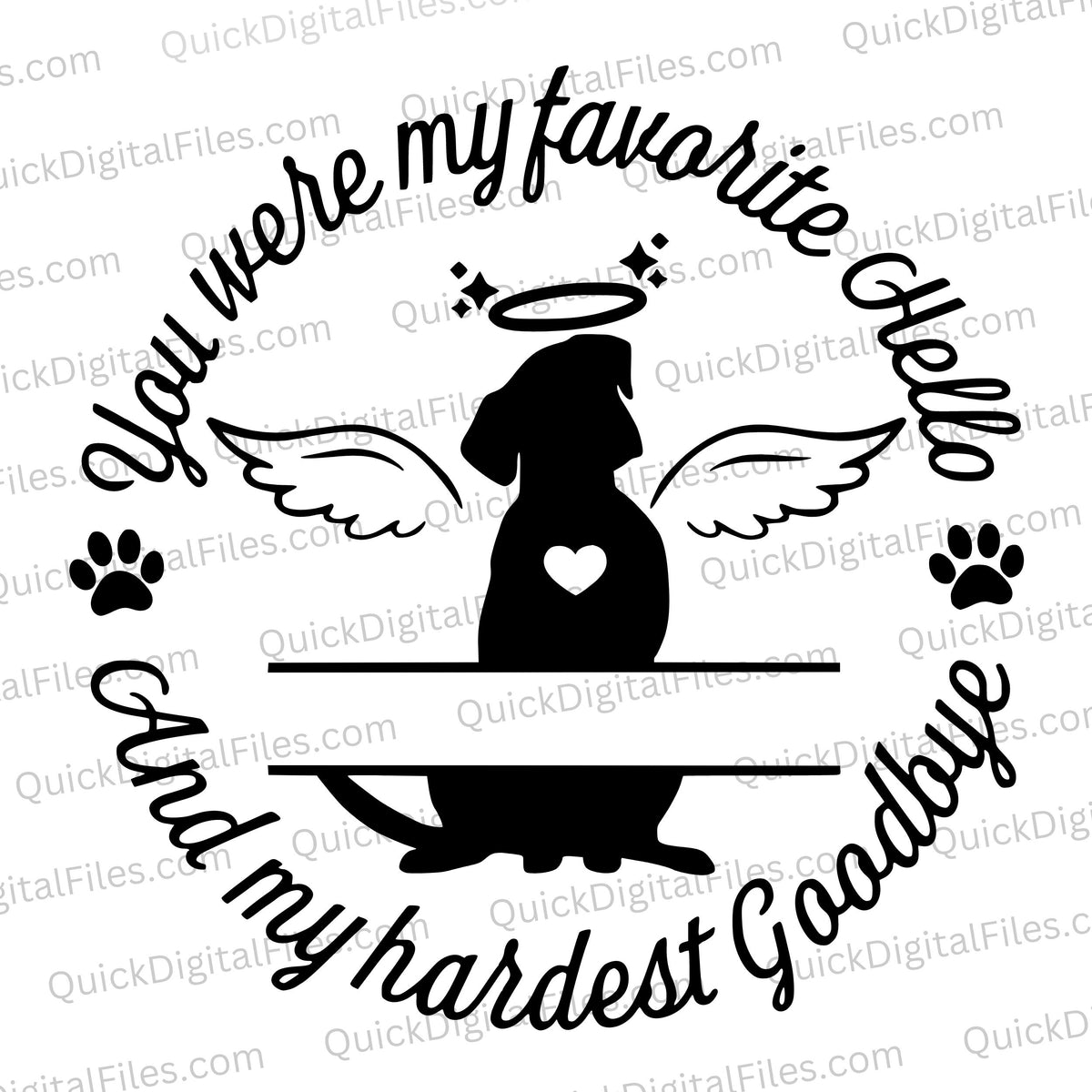"Favorite Hello, Hardest Goodbye" Dog Angel SVG Design – Quick Digital ...