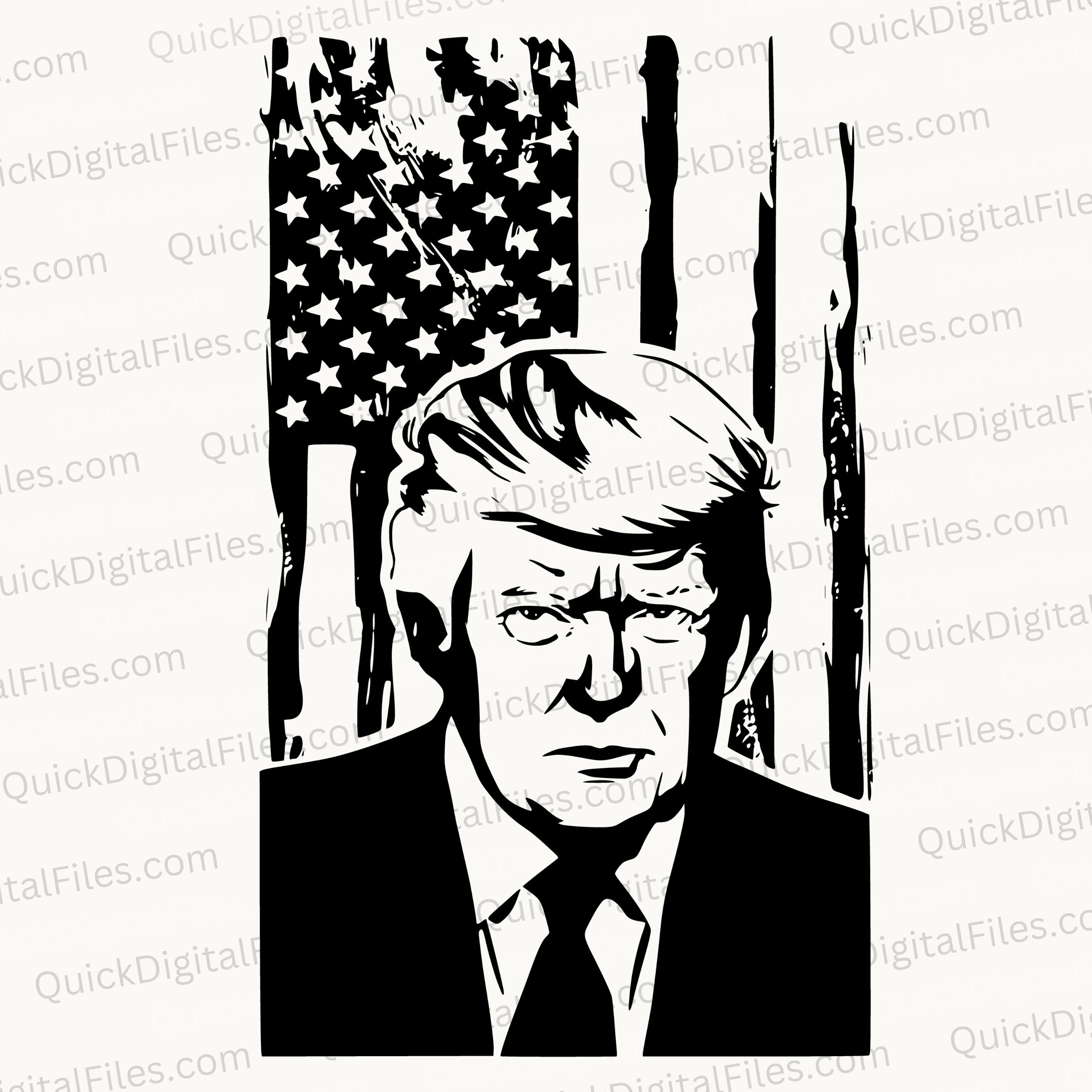 Donald Trump Portrait Graphic With American Flag | Badass Trump SVG ...