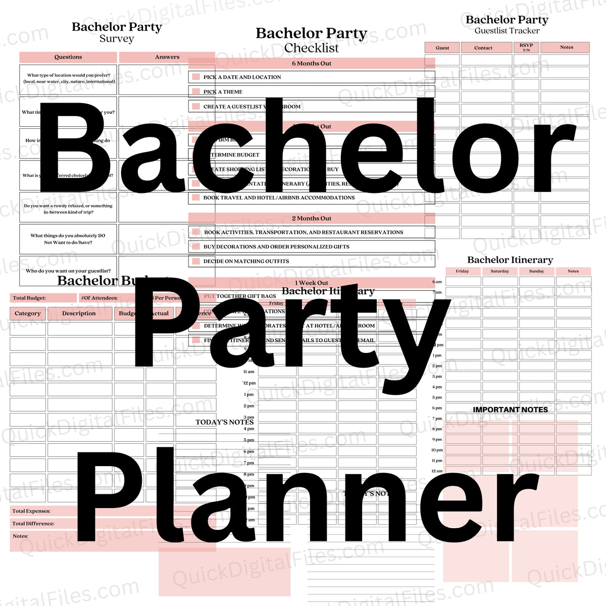 Bachelor Party Planner PDF – Printable Checklist & Itinerary – Quick ...