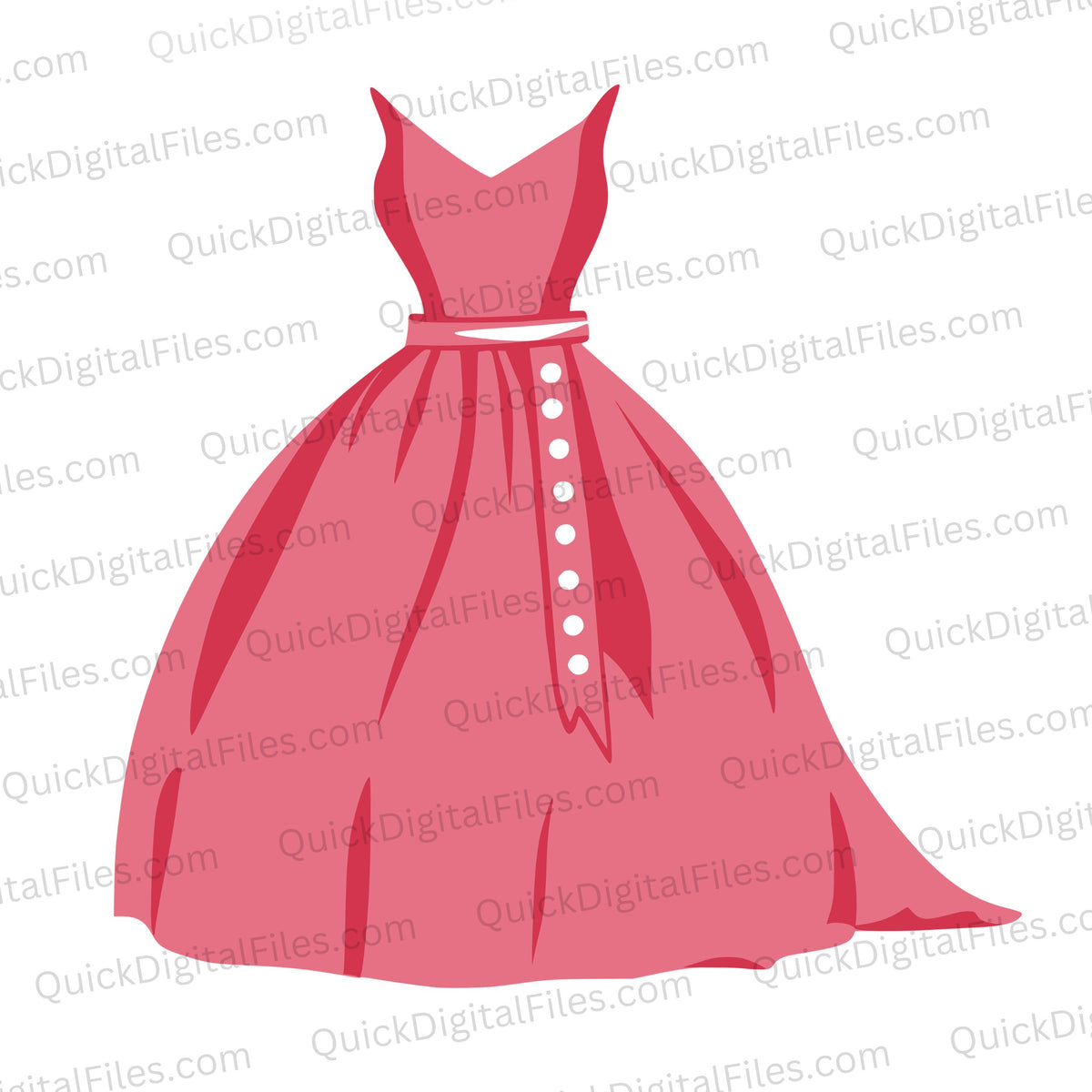 Princess Dress SVG Illustration | PNG, JPEG, PDF Download – Quick ...