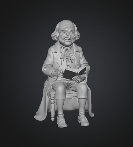 Benjamin Franklin Seated 3D Print – Flat Base STL GLB OBJ – Quick ...