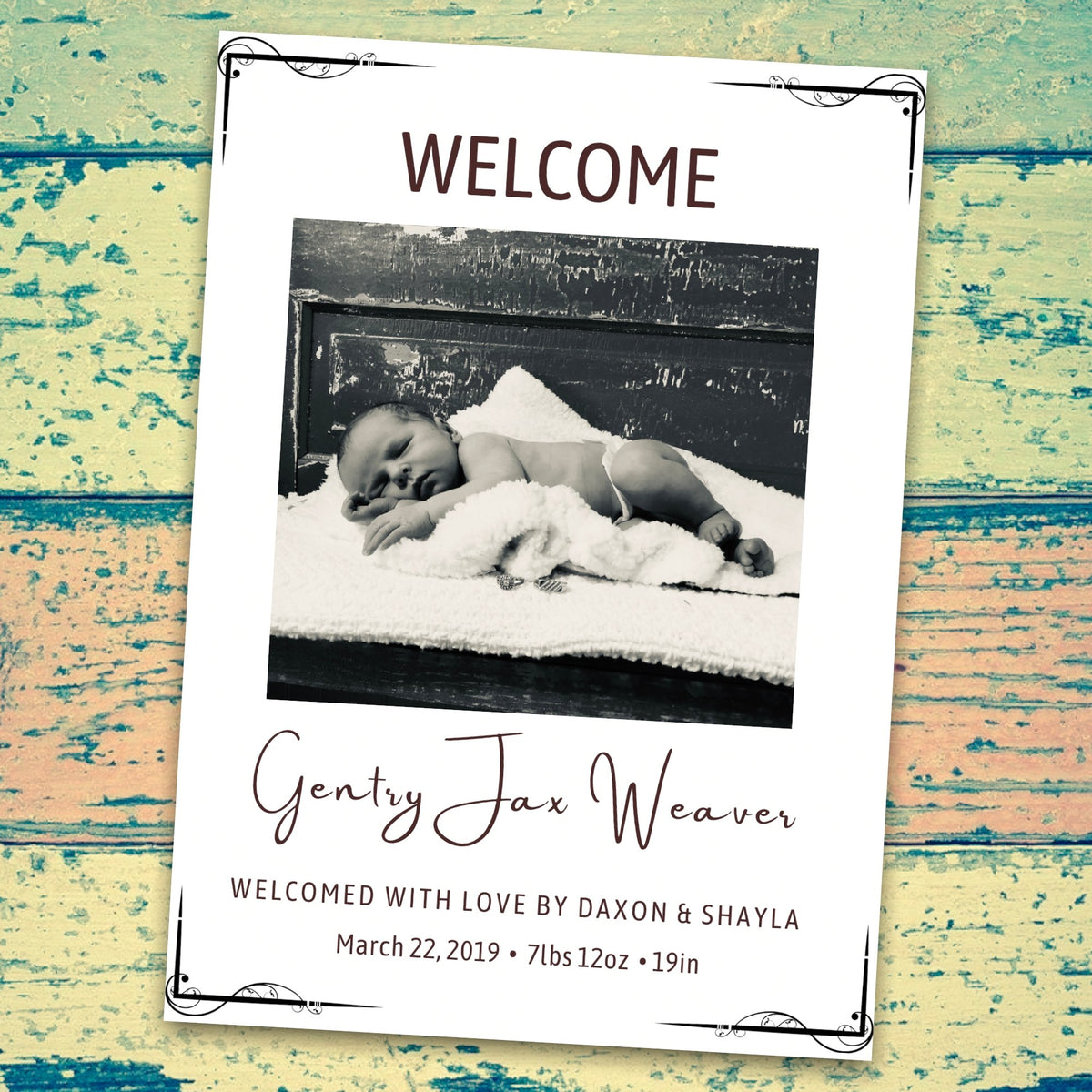 Vintage-Style Welcome Baby Announcement Template – Quick Digital Files